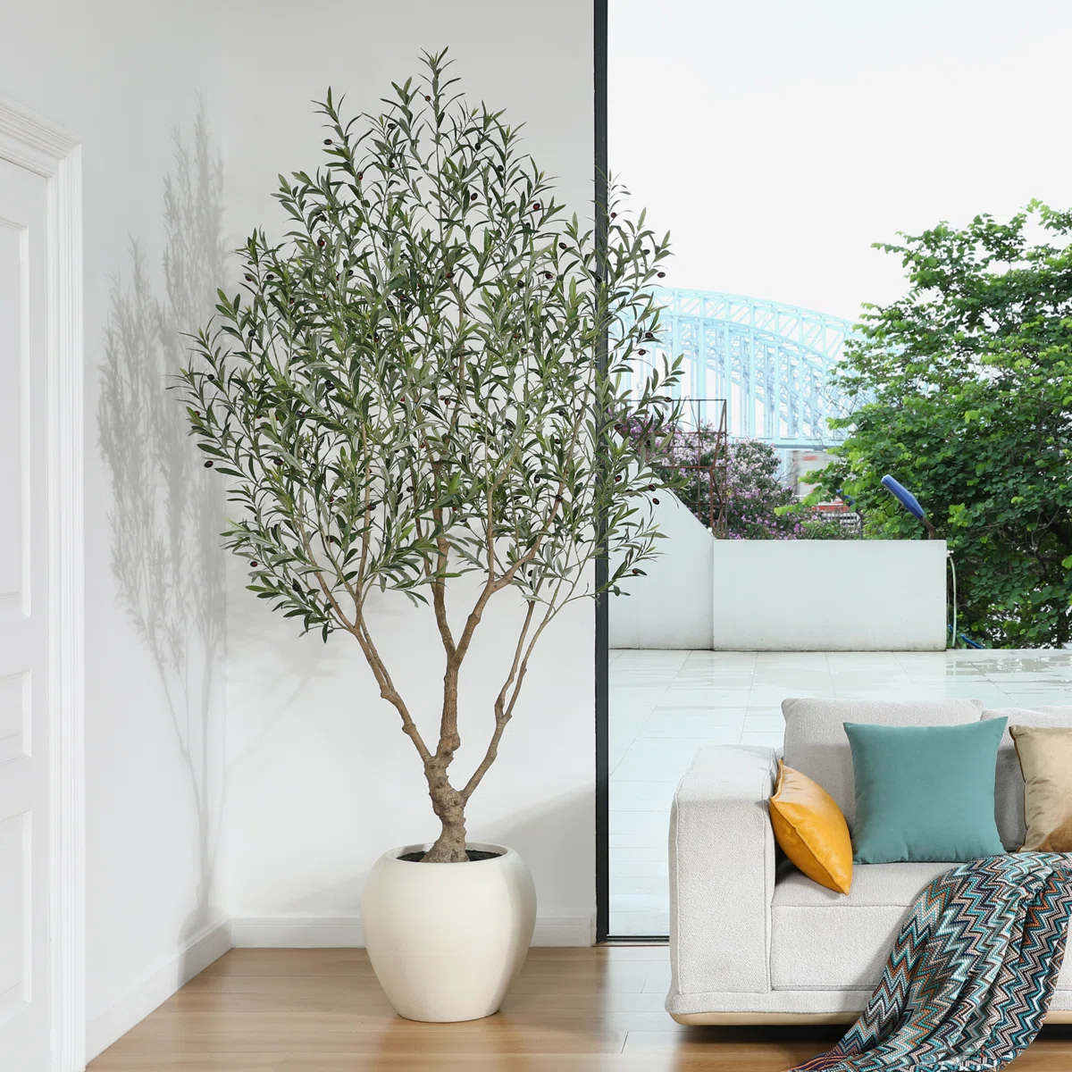 Hotel Surplus: Adcock 8ft Artificial Olive Tree with 18in White Planter ...