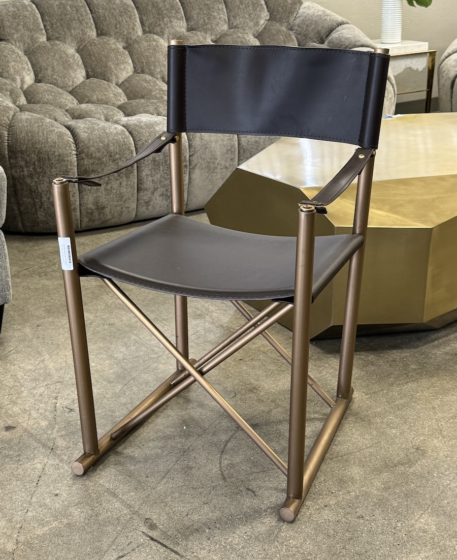Hotel Surplus: Leather Bound Director Chair - Brown&Brass