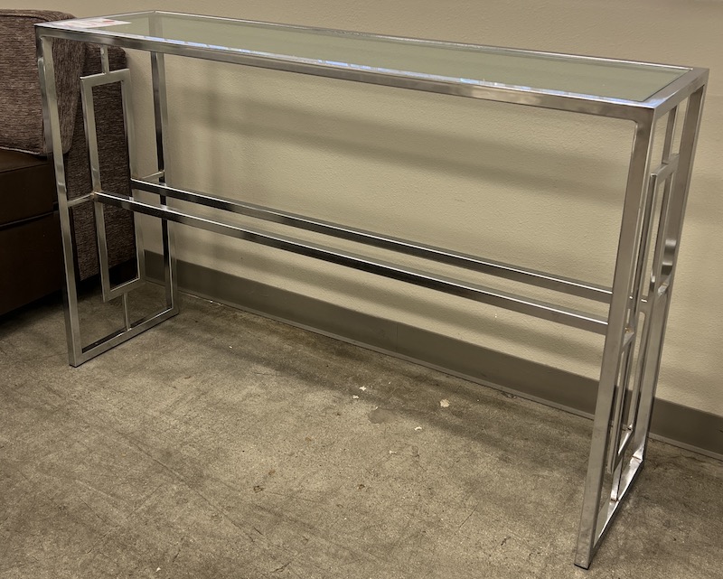 Hotel Surplus: Chrome and Tempered Glass Console Table